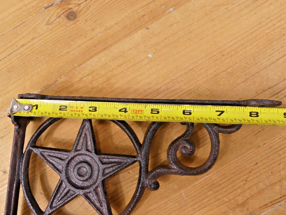 2 Cast Iron Star Brackets Garden Braces Shelf Bracket RUSTIC Mantle ...