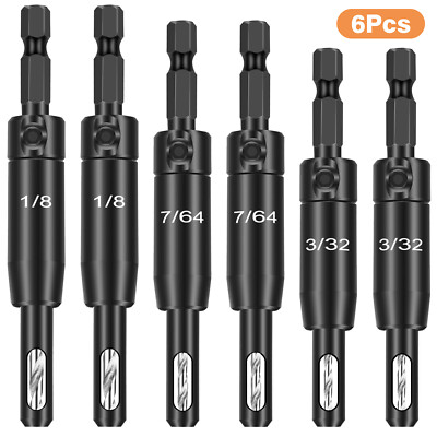 6pcs Carbon Steel Self Centering Drill Bit Set Hex Shank Hinge Drilling ...