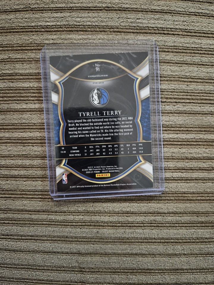 Tyrell Terry 2020-21 Panini Select Silver Prizm #91 Dallas Mavericks | eBay