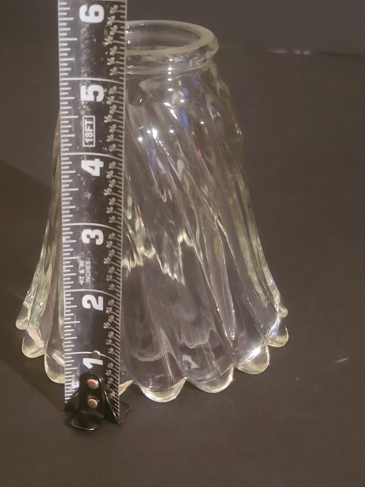 Frosted Glass Ceiling Fan Lamp Shade Heavy Lead Clear Crystal Swirl ...