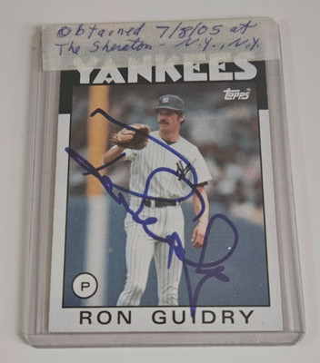 1986 TOPPS RON GUIDRY AUTOGRAPHED, #610 NEW YORK YANKEES | eBay