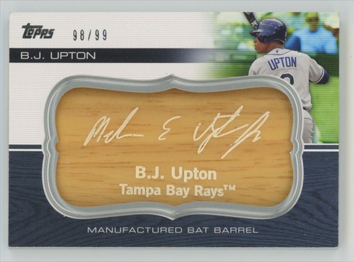 B.J. Upton 2010 Topps Update Manufactured Bat Barrel /99 #MBB-77 Tampa ...
