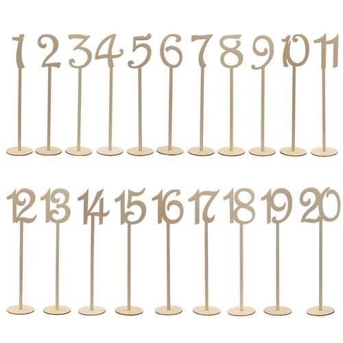 20 Pcs Natural Wood Table Numbers With Base Stand For Wedding Reception ...