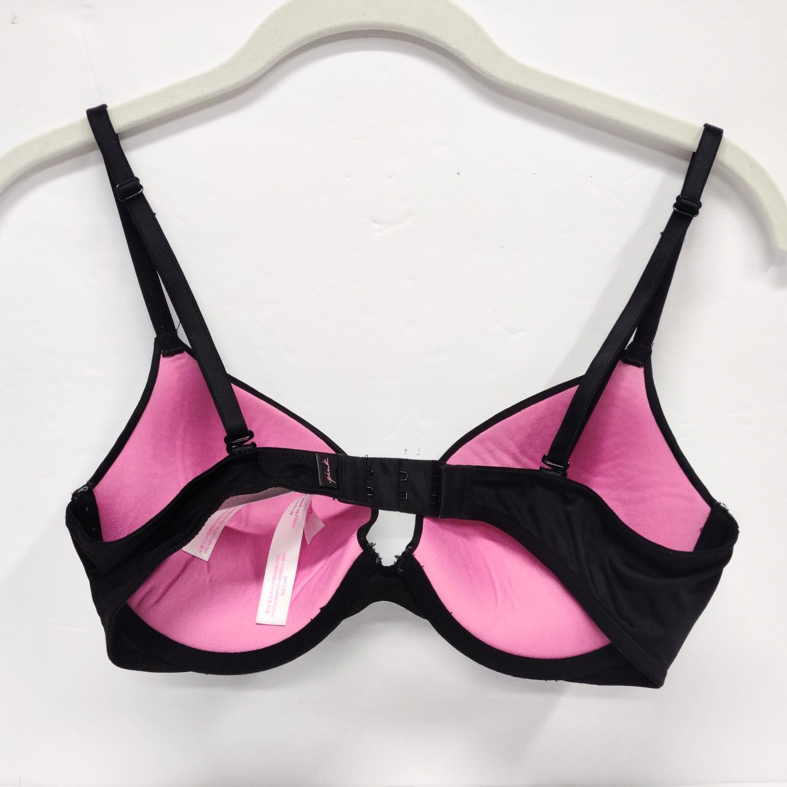 Pink By Victorias Secret Pushup Bra Size 34c Black P… Gem