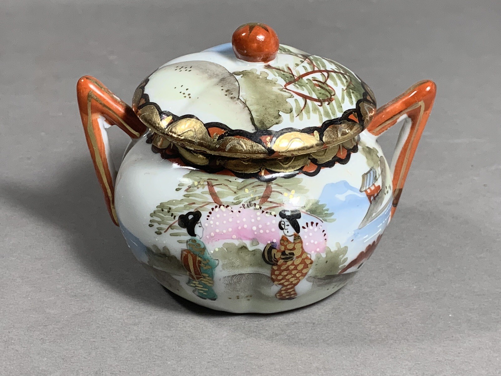 Antique Noritake Japanese Kutani Geisha Girl Hand Painted Mustard Pot ...
