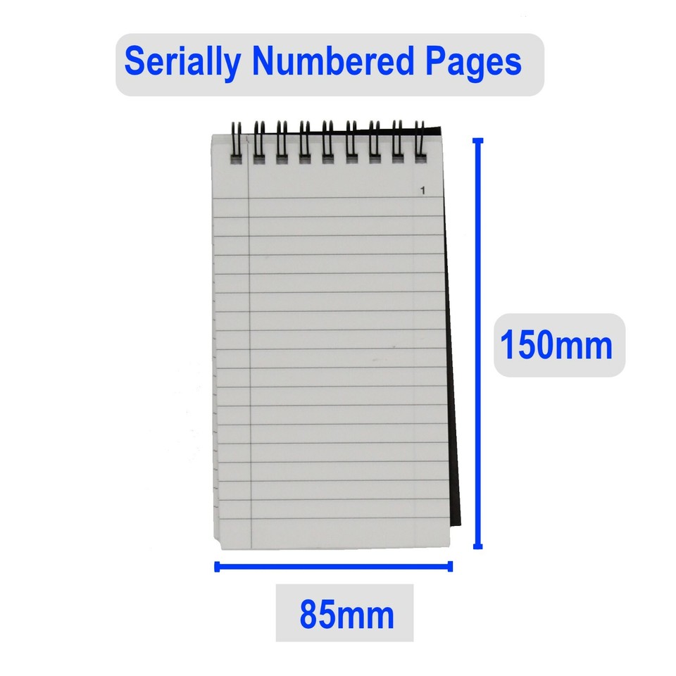 Security Officers Notebook, Serial Numbered, 100 pages, Waterproof ...