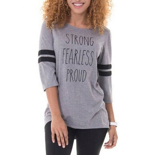 Danskin Now Women's Gray-Black Fitspiration Graphic Football Tee 8-10 ...