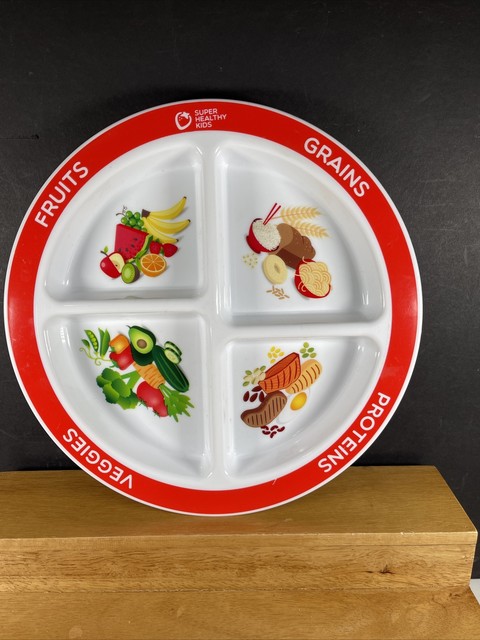 Myplate Divided Kids Portion Plate 4 Fun & Balanced Sections for Picky ...