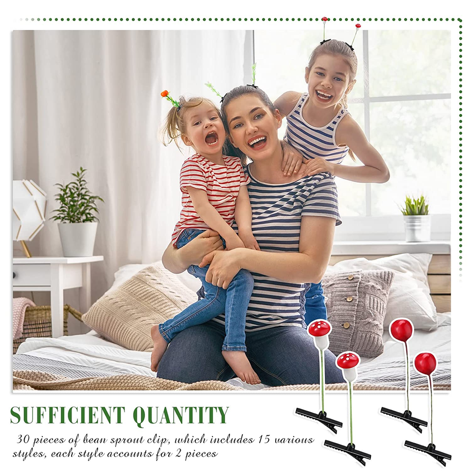 30 Pcs Bean Sprout Hair Clips Mixed Style Plant Hairpins Flower Plant ...