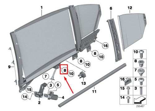 NEW BMW 7 F01, F02 REAR SUN BLIND GUIDE SPACER 51359141417 9141417 ...