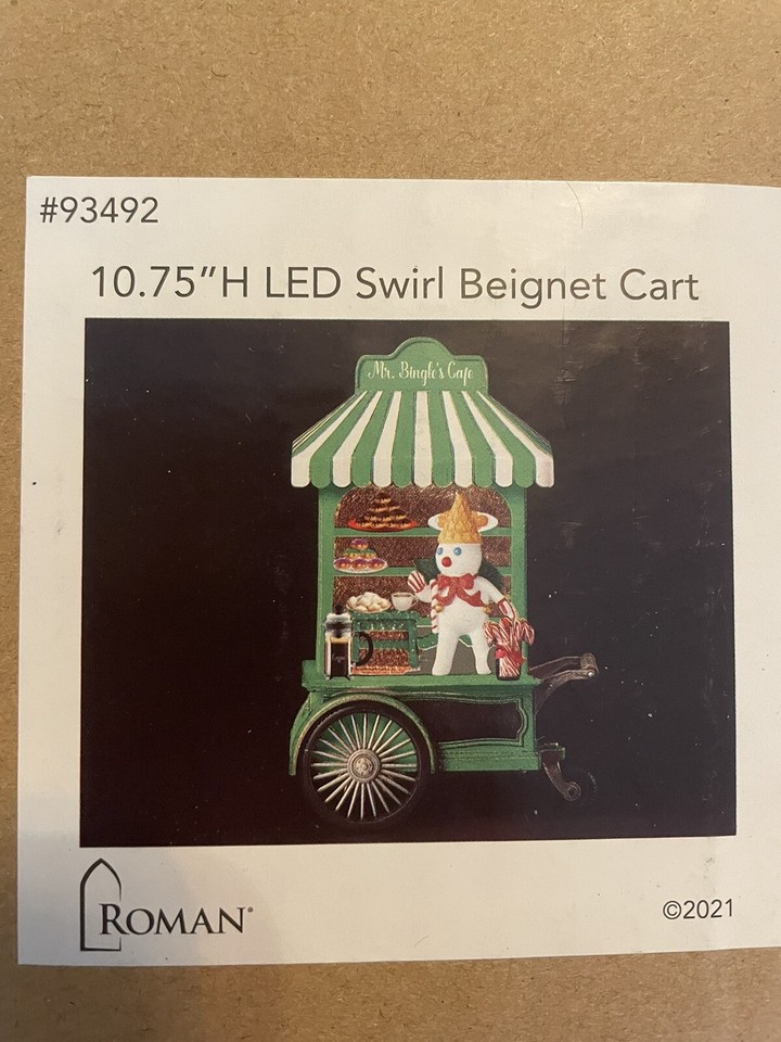 MR. BINGLE Cafe Swirl Beignet Cart LED Christmas Figurine 10.75"H By ...
