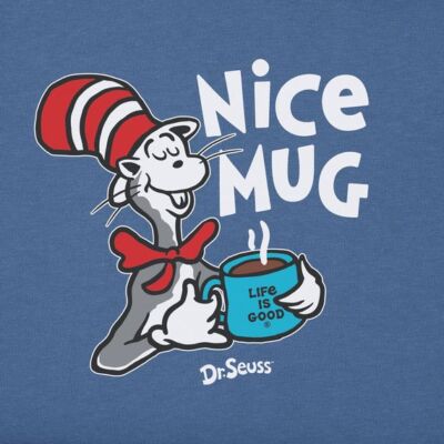 NWT Men's Life Is Good Cat In The Hat Nice Mug Coffee Blue SS Crusher ...