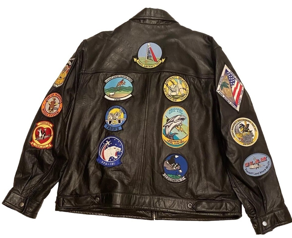Missle Aircraft Leather Jacket With Patches Military Avionics Desert ...