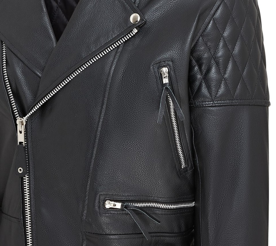 Men's Black Biker Leather Jacket Cowhide Brando Stylish Casual ...