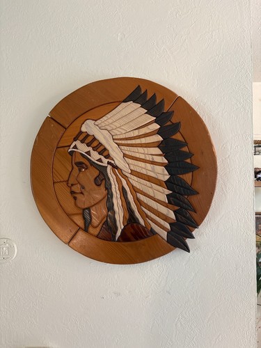 Handcrafted Wood Intarsia Wall Art – Native American Chief | eBay