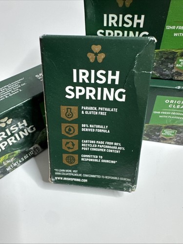 4 Vintage Irish Spring Deodorant Soap Flaxseed Oil 4.5 oz Bars ...