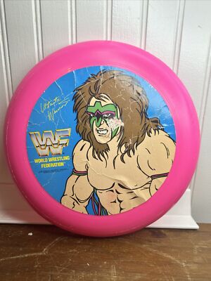 Ultimate Warrior Pink Frisbee WWF WWE Wrestling Merch 1990 Wrestlemania ...