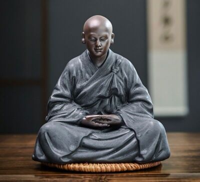 Chinese Porcelain Meditation Seating Monk Statue Buddhism Zen Figure ...