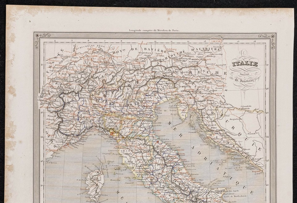 1840 - Map of Italy - Duvotenay - Antique Engraving | eBay UK
