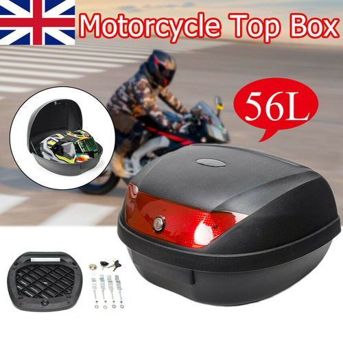 56L XXL Universal Motorcycle Top Box 2 Helmets Rear Luggage Storage ...