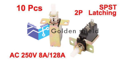 10Pcs SW-3 SPST 2P Spring Loaded Self Locking Mini PushButtonSwitch AC ...