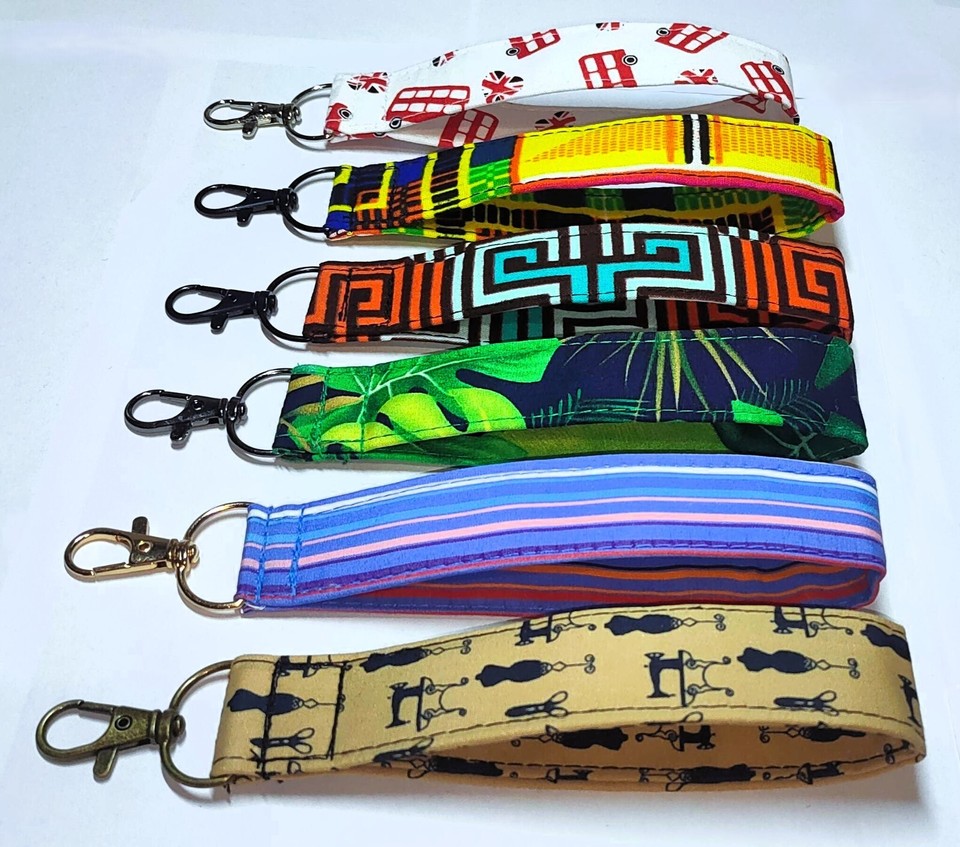 Handmade Fabric Key Fob Strap, Personalized Embroidered Key Fob ...