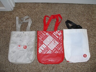 NEW LOT of 3 Lululemon SmallTote Reusable Shopping Bags w/Snap Closures ...
