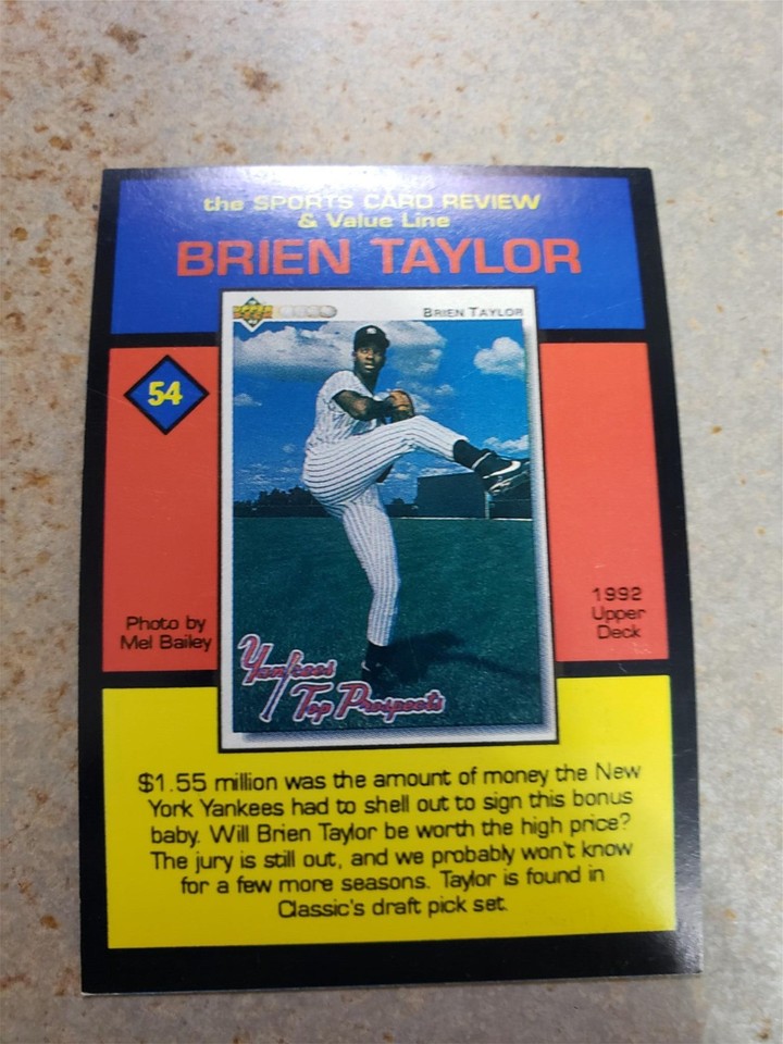 Brien Taylor New York Yankees 1992 Prime Pics Black Border #54 ODDBALL ...