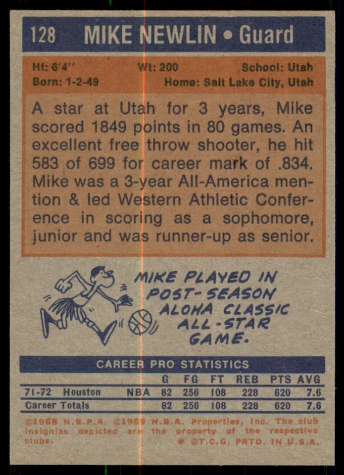 1972-73 Topps Basketball Mike Newlin (A) RC Houston Rockets #128 | eBay