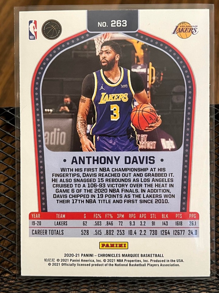 ANTHONY DAVIS 2020-21 MARQUEE LAKERS KENTUCKY WILDCATS #263 PINK ...