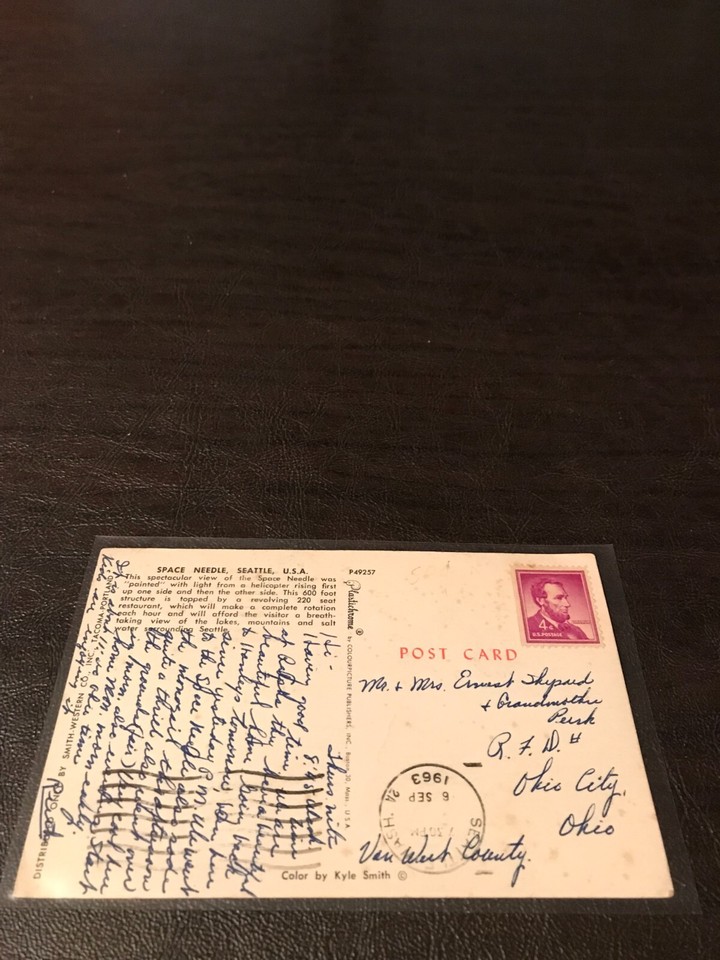 VINTAGE POSTED POSTCARD - SPACE NEEDLE - SEATTLE - U.S.A. - POSTMARKED ...