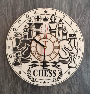 CHESS Wall Clock Wall Art Silent Clock Wooden Unique Modern CLOCK CL ...