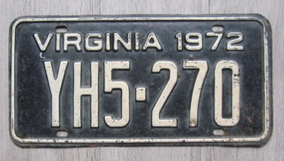 1972 Virginia License Plate YH5-270 | eBay