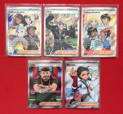 Pokemon Paldean Fates Trainer Lot(5) Nemona Judge Clive Paldean Student ...