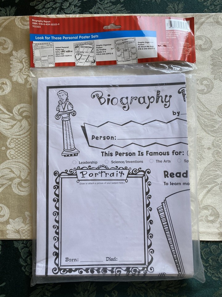 Scholastic Biography Report Posters Lot Of 30: GRADES 3-6, New in Bag ...