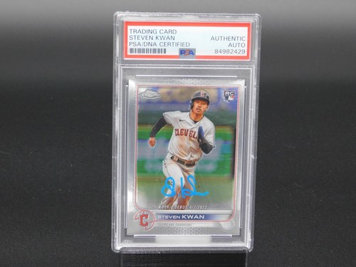 Steven Kwan Signed RC Rookie 2022 Topps Chrome Debut Card Guardians PSA ...