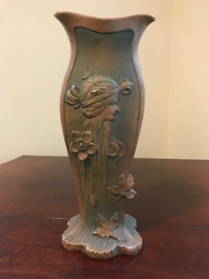 CrownOakware Teplitz Austria Art Nouveau Figural Floral Vase #3775 12 ...