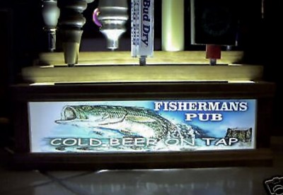FISHERMANS PUB 7 beer tap handle display led lighted BASS FISH BAR SIGN ...