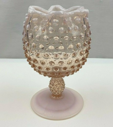 Duncan & Miller Pink Opalescent Crimped Footed Heavy Hobnail Ivy Bowl ...