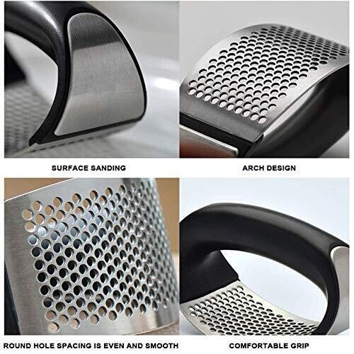 Garlic Press Stainless Steel Crusher Mincer Chopper Peeler Squeeze ...