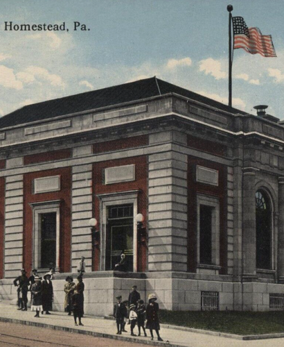 PA ~ Waiting for Trolley at Post Office HOMESTEAD Pennsylvania c1910's ...