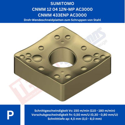 10 x SUMITOMO CNMM 433ENP AC3000 / CNMM 120412N-MP AC3000 for Rough ...