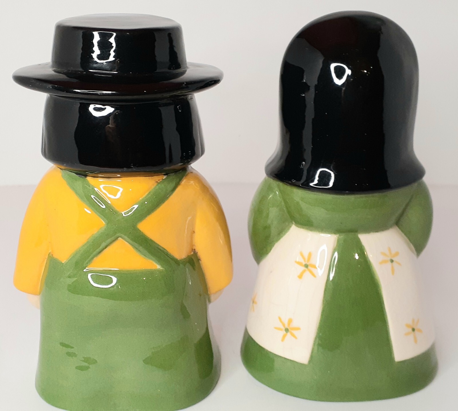 Amish Couple Pilgrims Ceramic Figurine Set 5" 80's Vtg. Yozi Molds ...