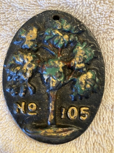 Miniature Cast Iron Fireman’s Insurance Plaque Tree No 105 - 3” Fire ...