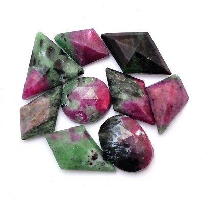 Natural Ruby Zoisite Untreated Loose Faceted Rose Cut Gemstones Lot ...