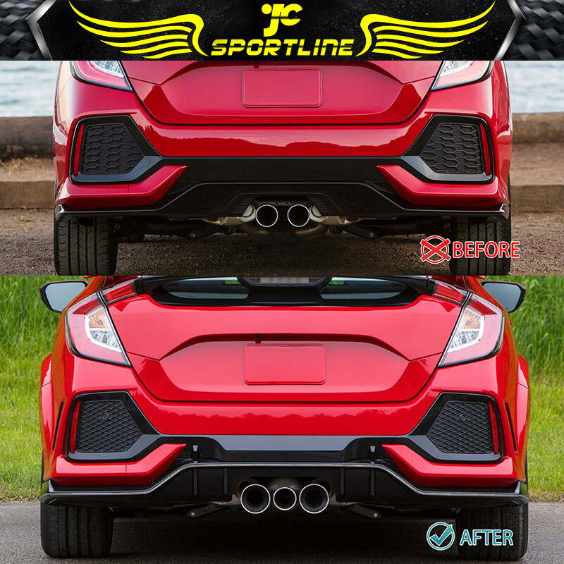 Fits 17-21 Honda Civic Hatchback Rear Bumper Garnish Convert to Type R ...