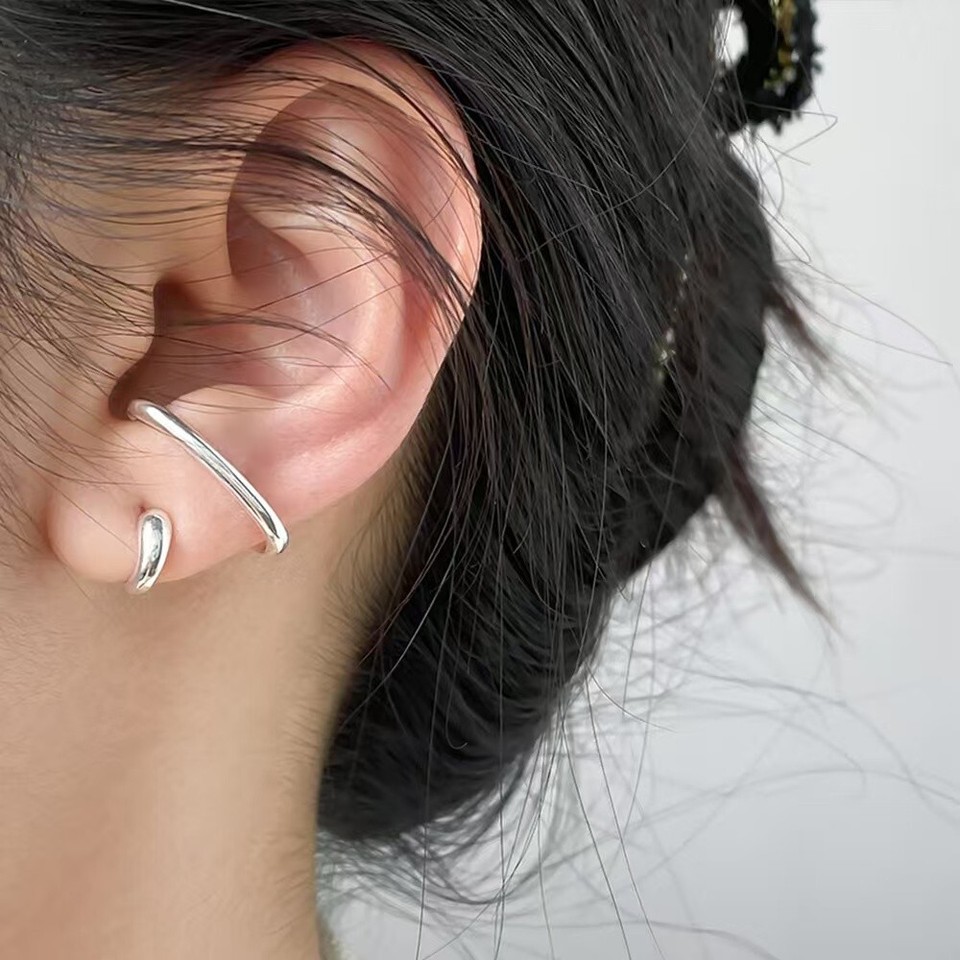 1 Pair Women REAL S925 Sterling Silver Ear Cuff Earring Cartilage Minimalist | eBay