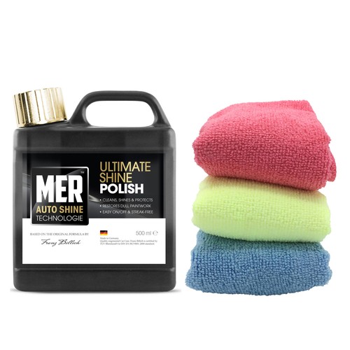 Mer Ultimate Shine Car Polish Wax Cleaner Protector 500ml + 3 ...