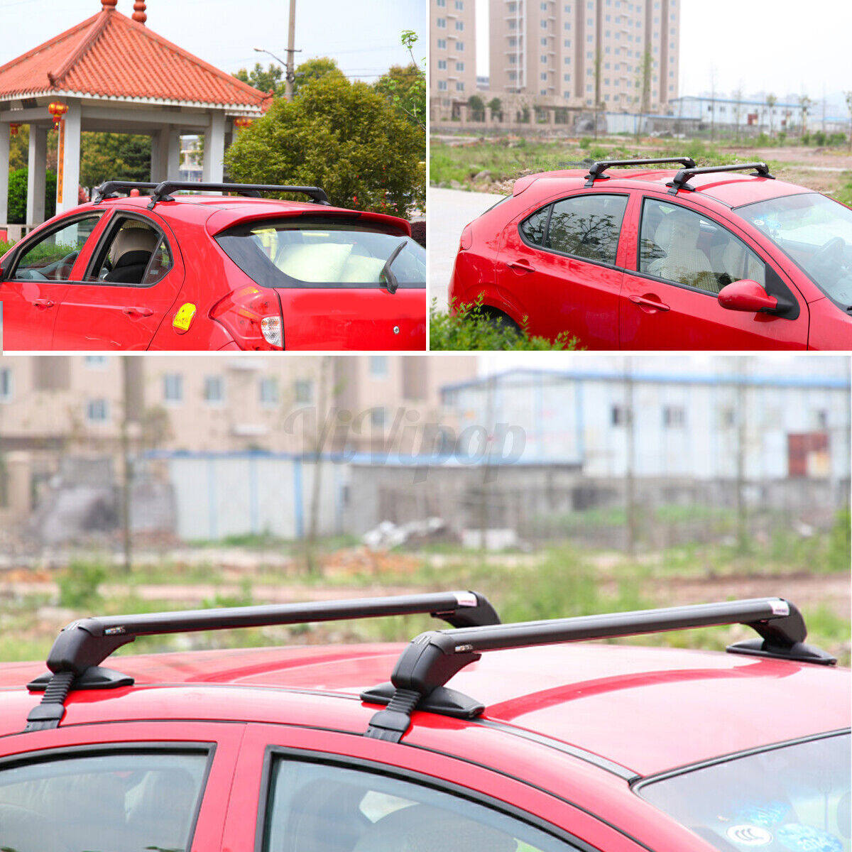 2x Aluminium Alloy Roof Rack Overhead Side Rails Bars Luggage Carrier ...