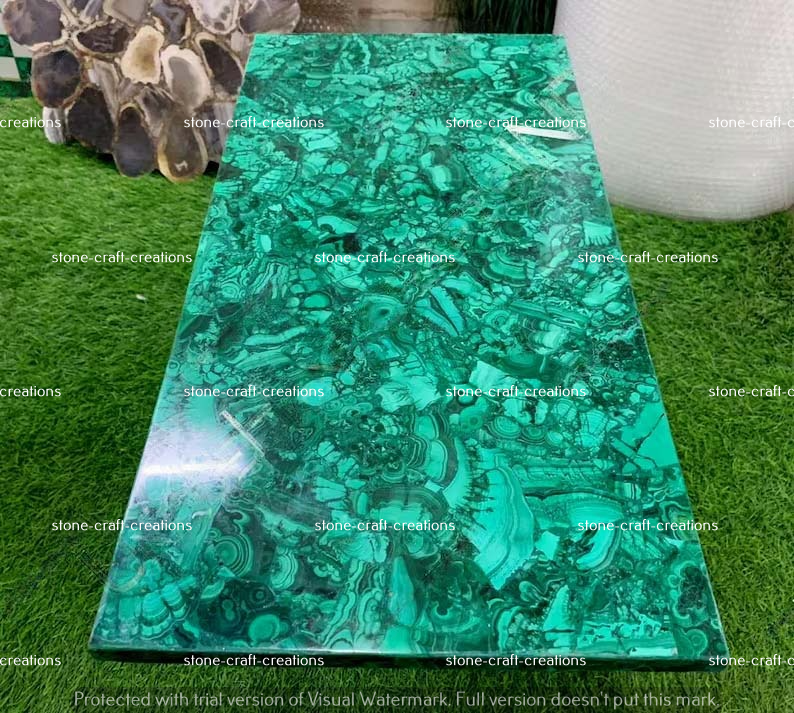 Random Malachite Gemstone Tops Center Sofa Dining Table | Handmade ...